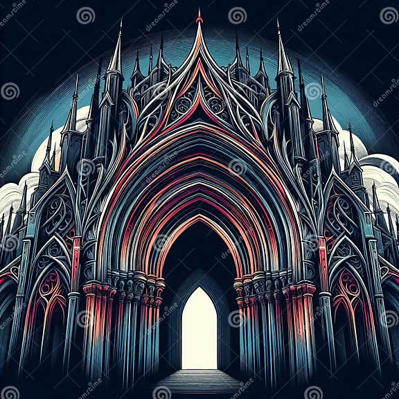 Gothic Arch a Dramatic Architectural Piece with Bold Shading Sha Stock ...