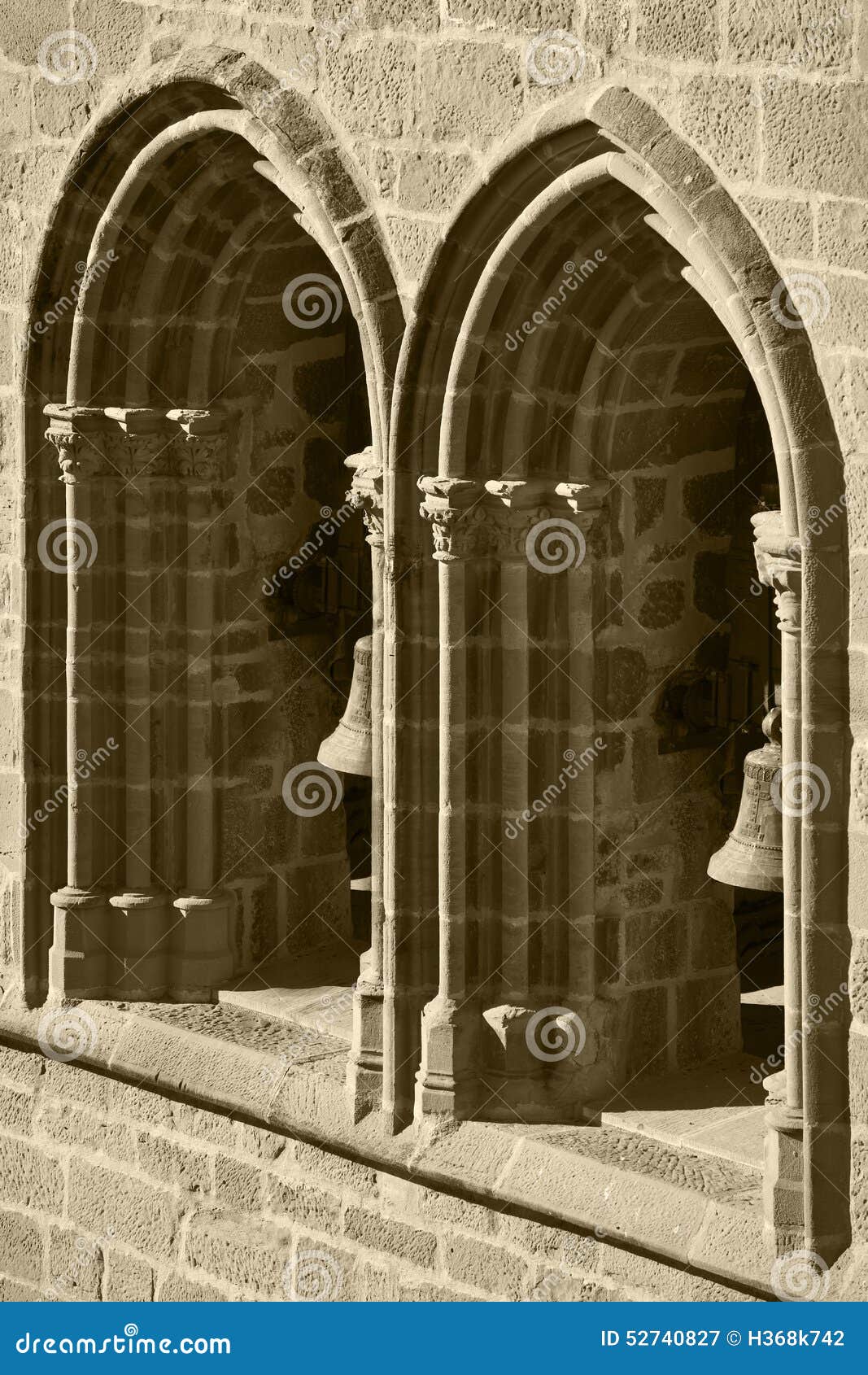 Gothic Arches and Columns in a Facade. Olite, Spain Stock Image - Image ...