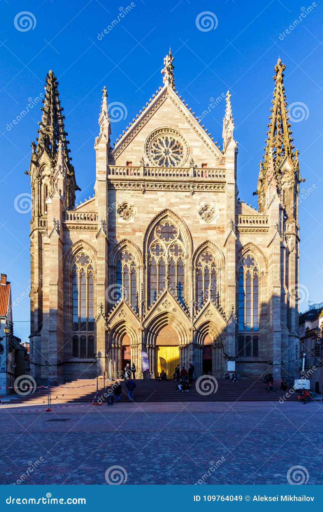 Gothic Architectural Structure Against a Blue Sky in Alsace Editorial ...