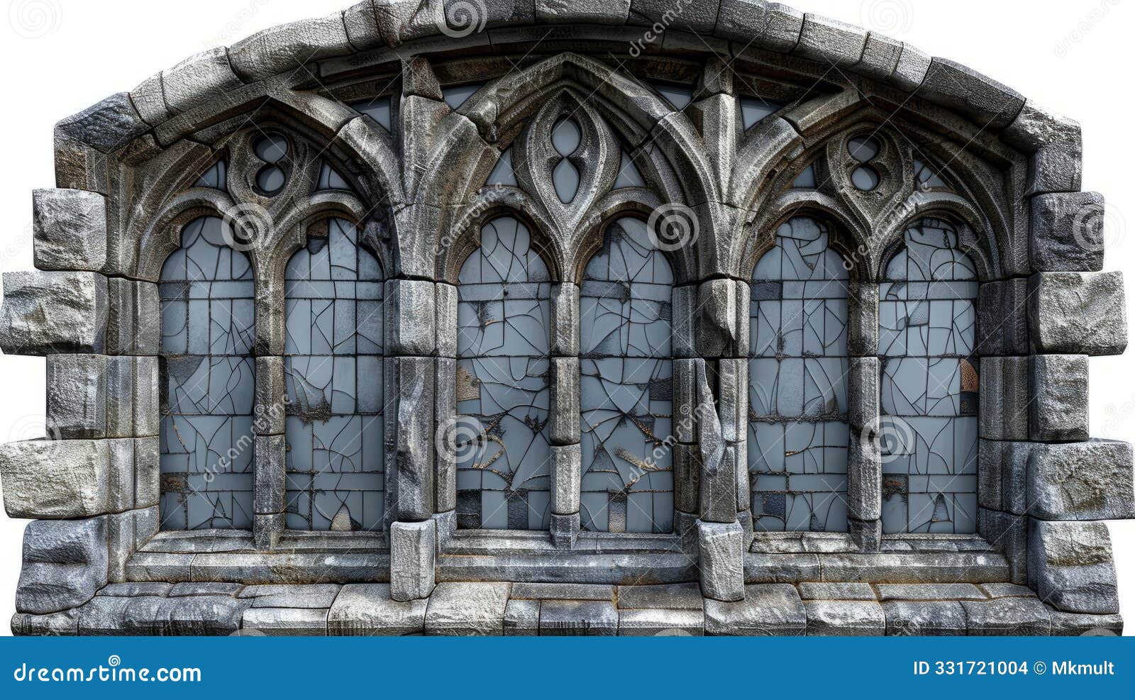 Gothic Architecture with Broken Stained Glass Windows in an Ancient ...