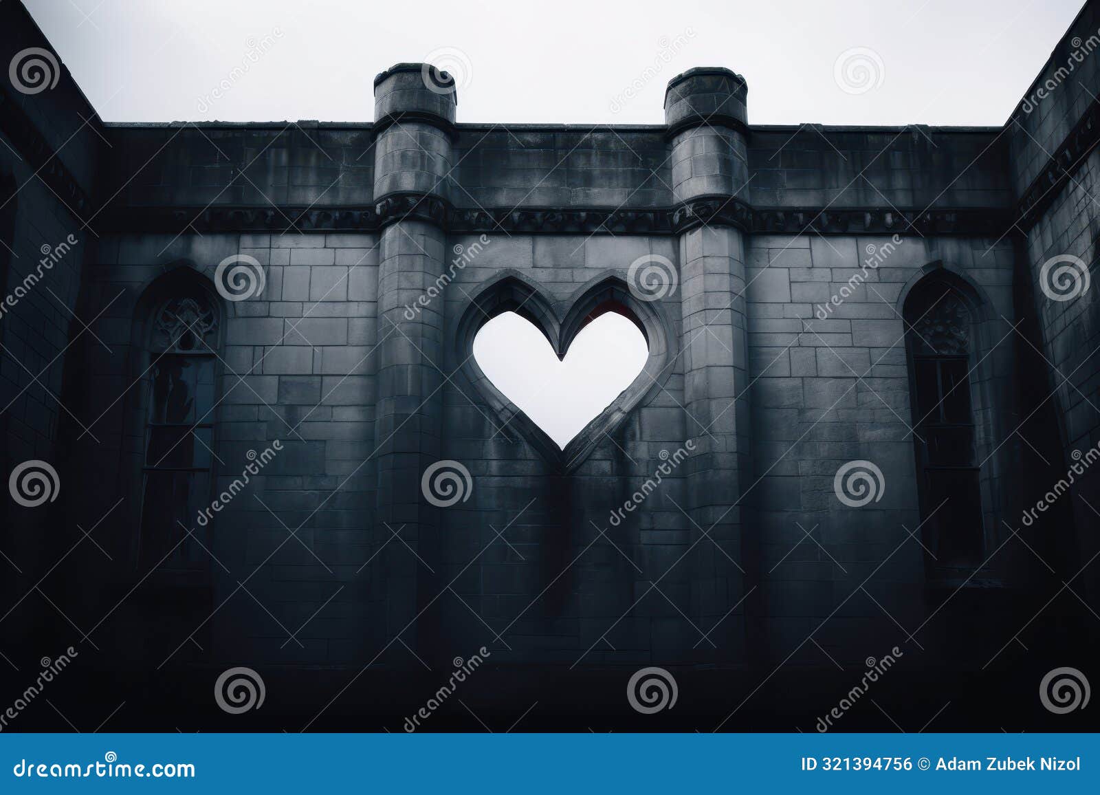 Gothic Architecture with Heart-shaped Window Stock Illustration ...