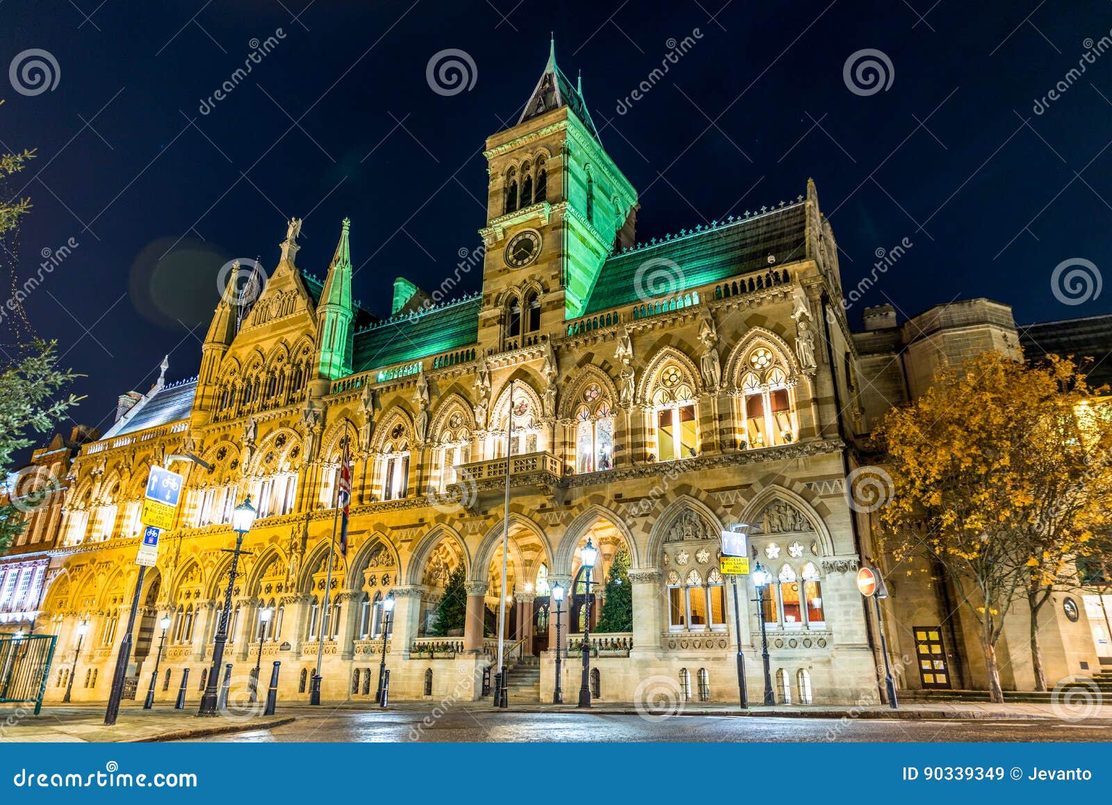 Gothic Architecture of Northampton Guildhall Building, England. Stock ...