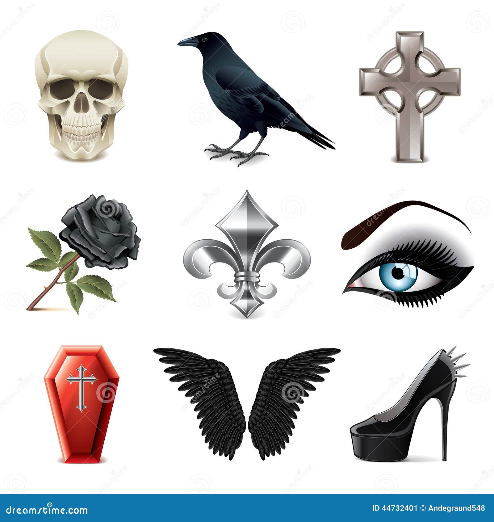 Gothic Attributes Icons Vector Set Stock Vector - Image: 44732401