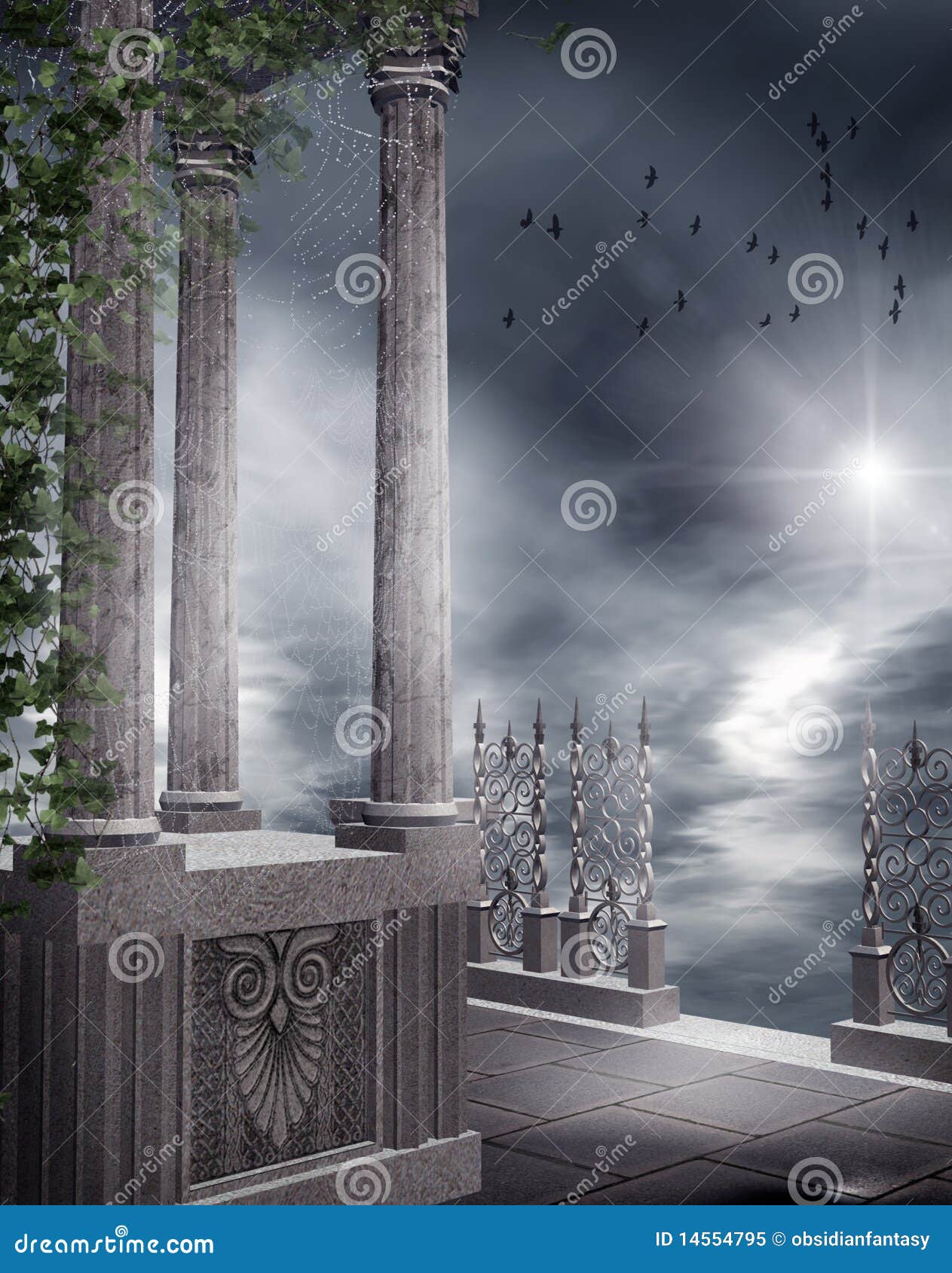 Gothic balcony with vines stock illustration. Illustration of vines ...