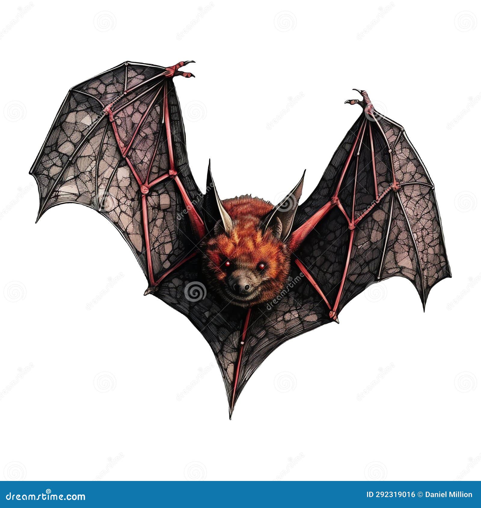 Gothic Bat Watercolor Illustration Stock Illustration - Illustration of ...