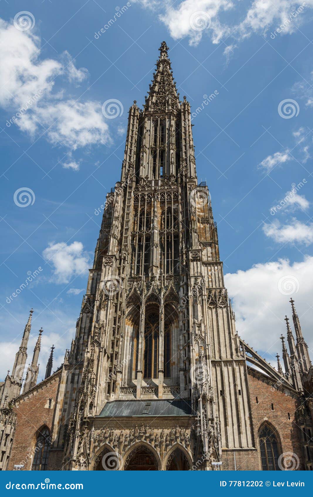 Gothic Bell-tower of the Cathedral in Ulm Stock Photo - Image of ...