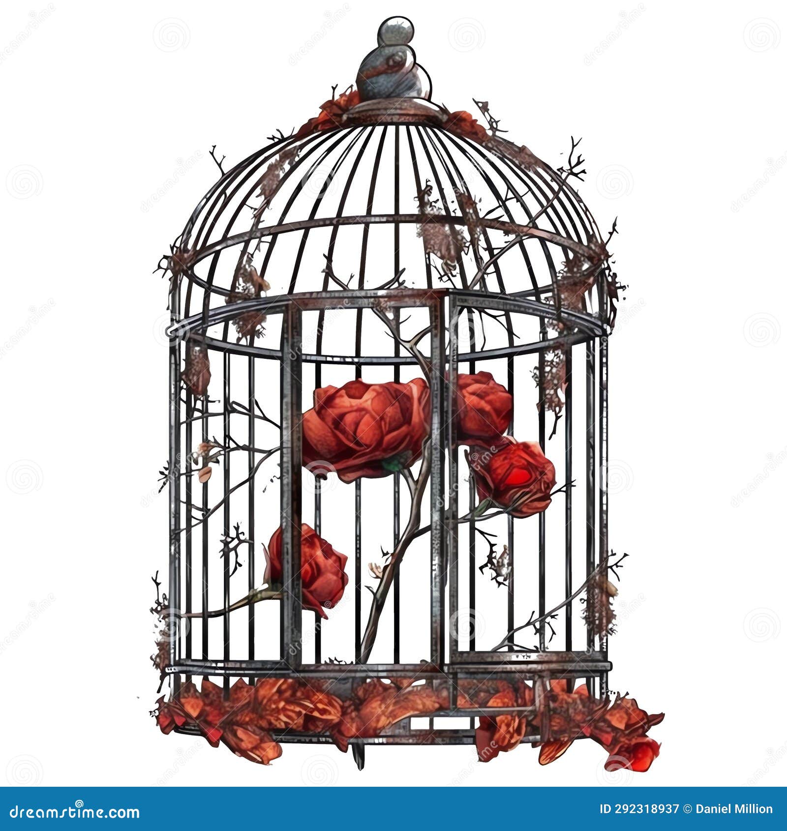 Gothic Bird Cage Watercolor Illustration | CartoonDealer.com #292319388