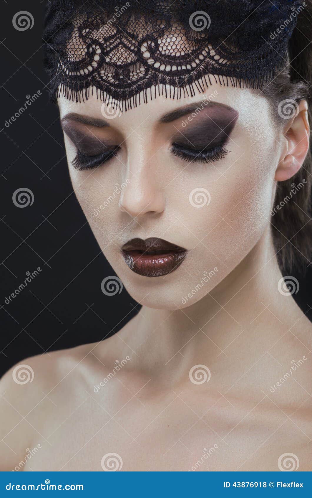 Gothic Black Beauty Makeup Portrait Stock Photo - Image of creative ...