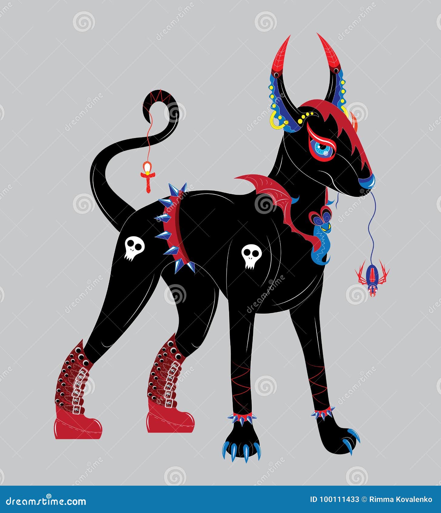 Gothic black dog stock vector. Illustration of thorns - 100111433