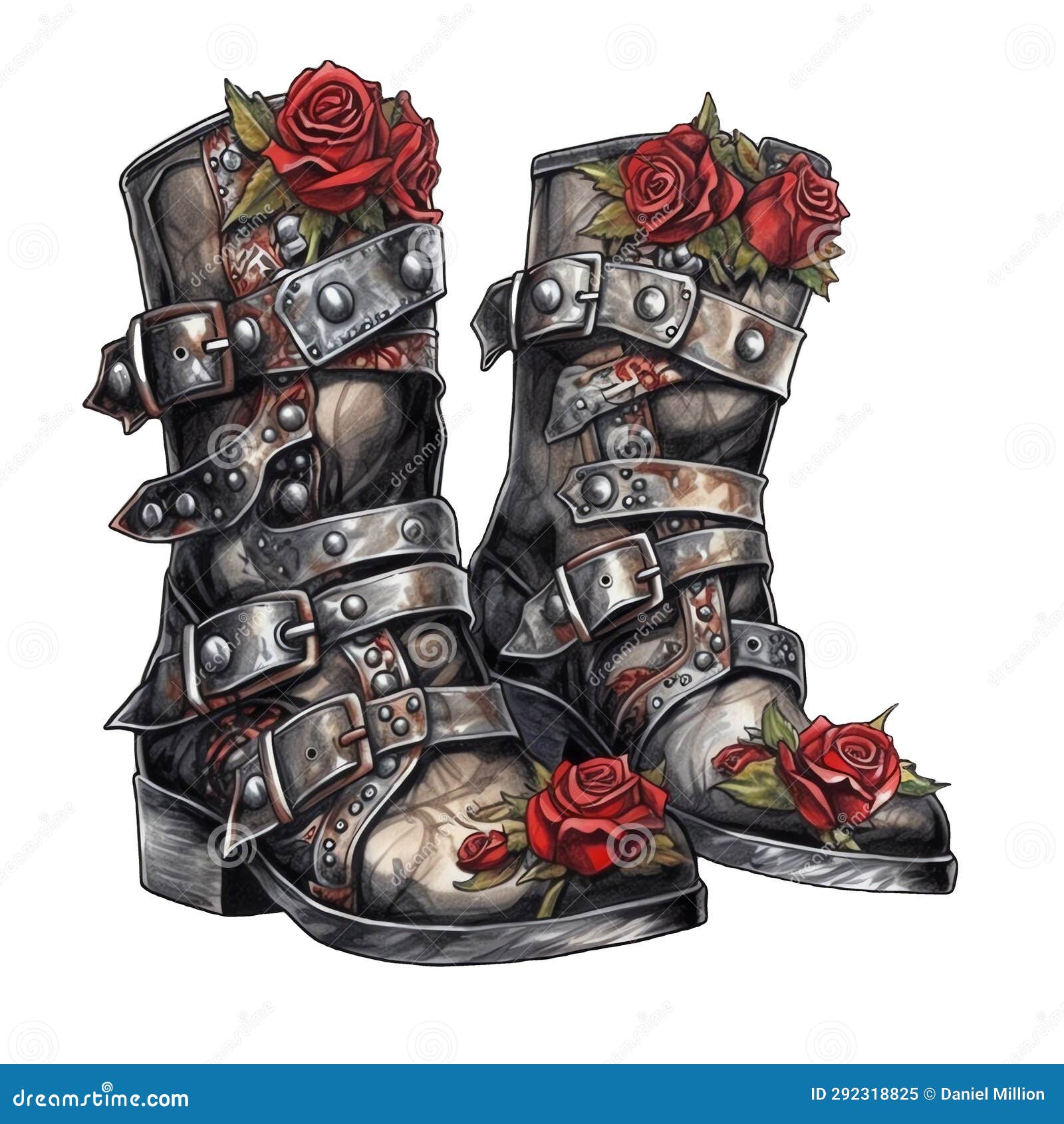 Gothic Boots Watercolor Illustration Stock Illustration - Illustration ...