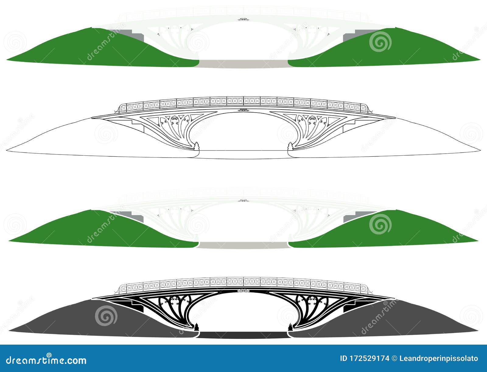 Gothic Bridge in Central Park Stock Vector - Illustration of ancient ...