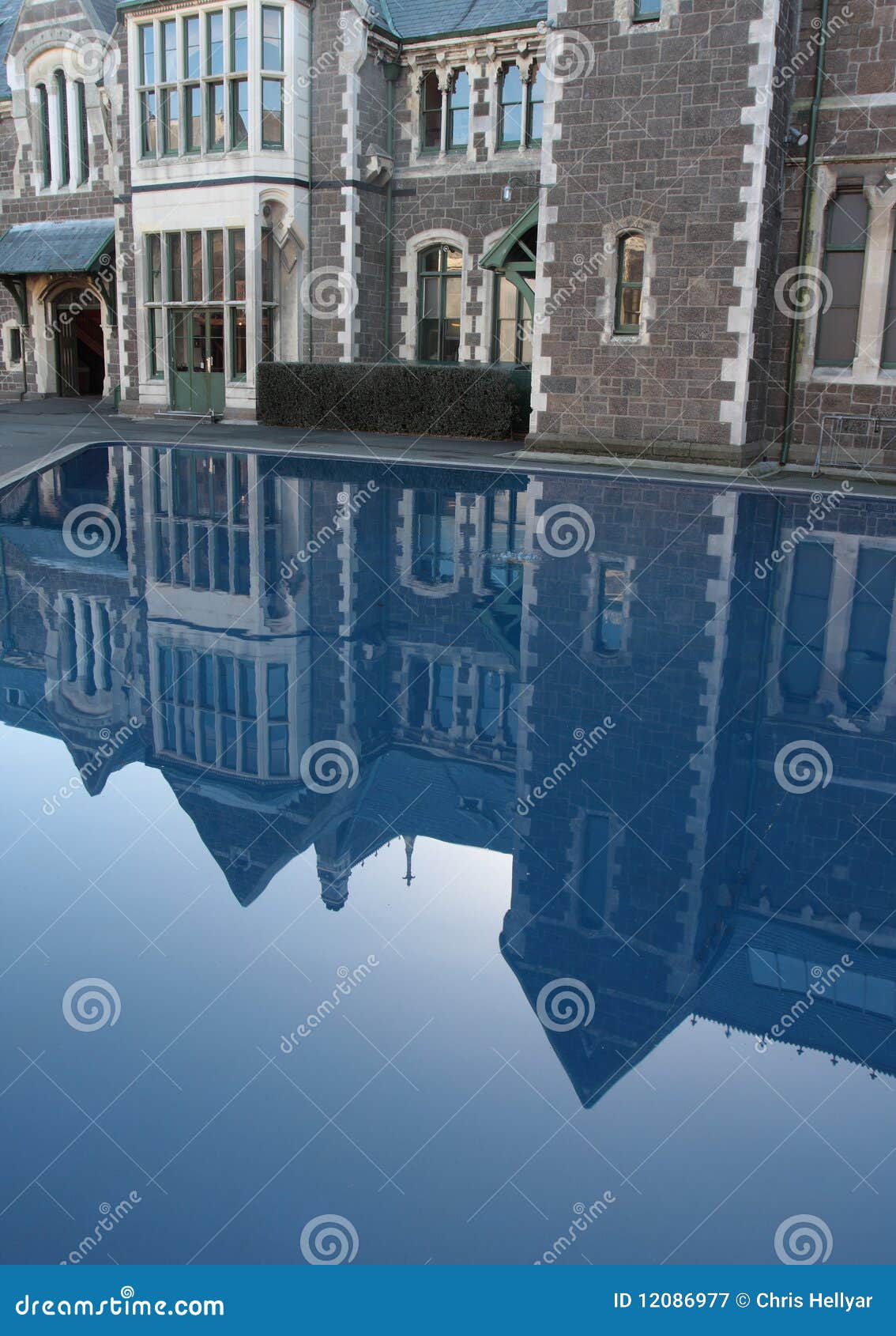 Gothic Building in Reflecting Pool Stock Image - Image of stone ...