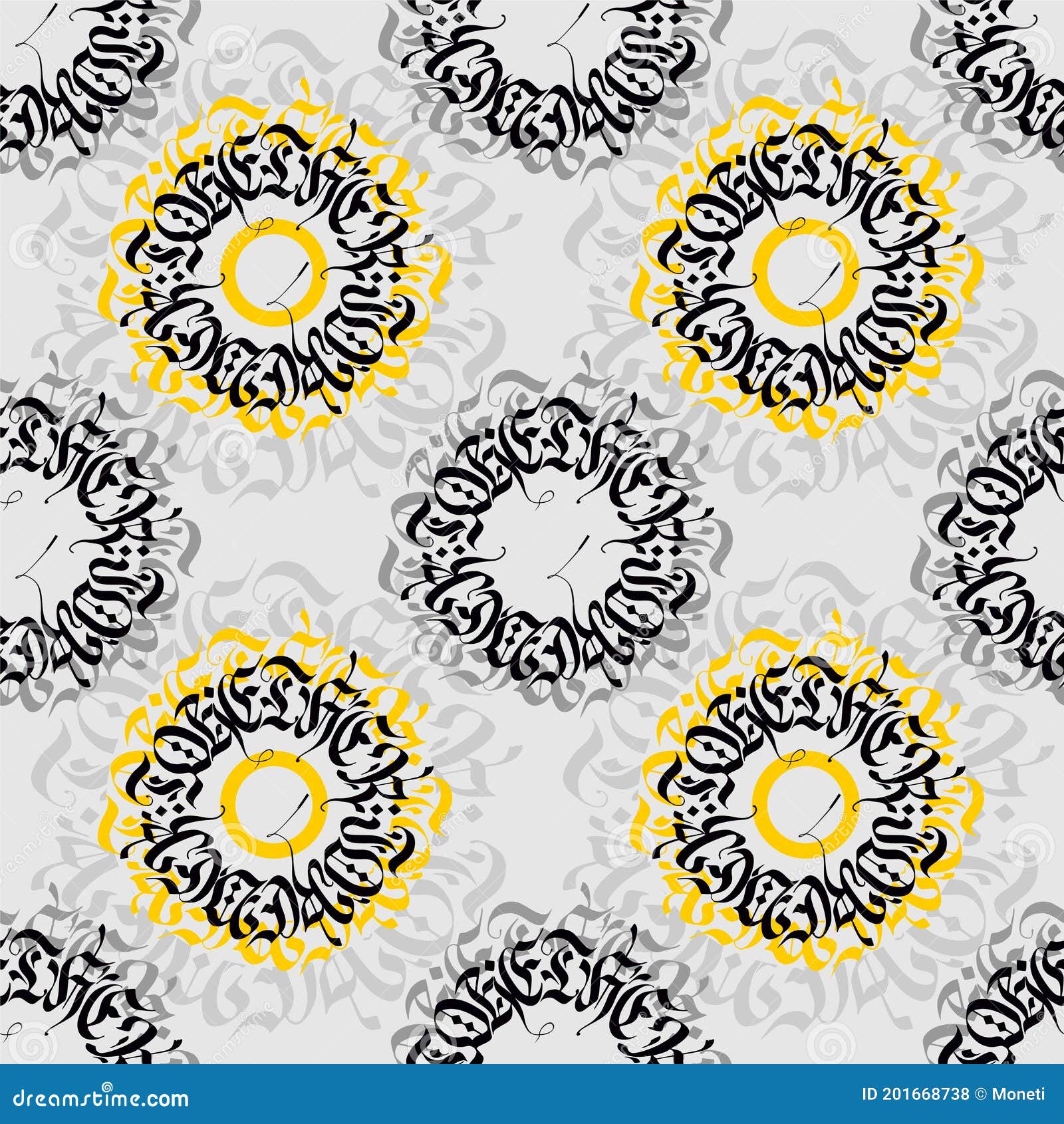 Gothic Calligraphy Circle Printed Tee Shirt Typography Vector ...