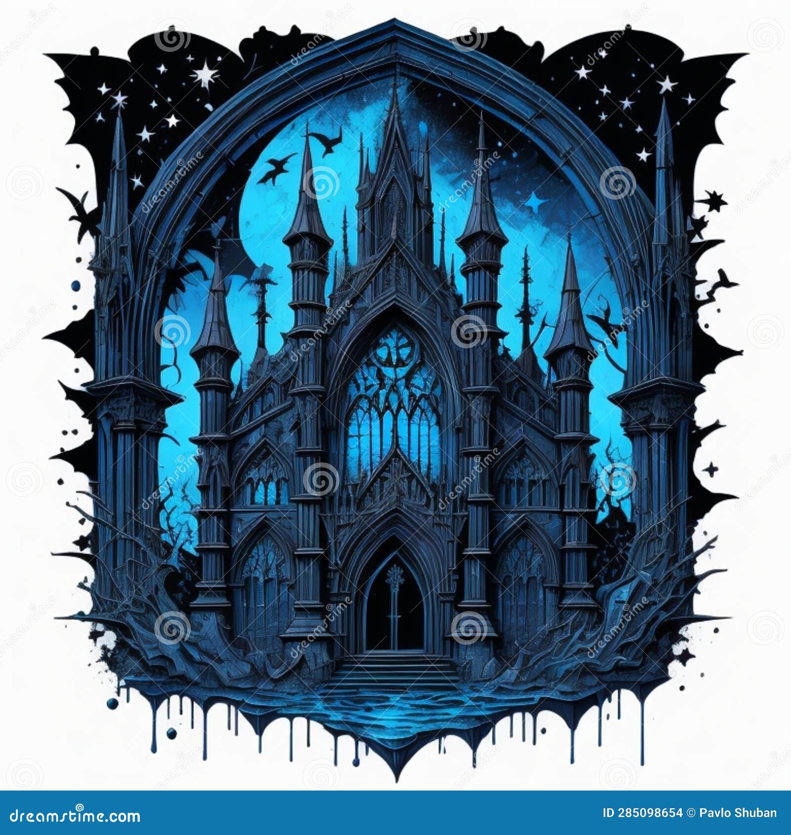 Gothic castle art stock illustration. Illustration of text - 285098654
