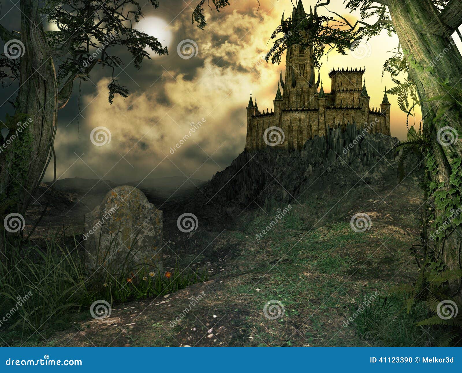 Gothic Castle In Decay At Lake Border Royalty-Free Stock Photo ...