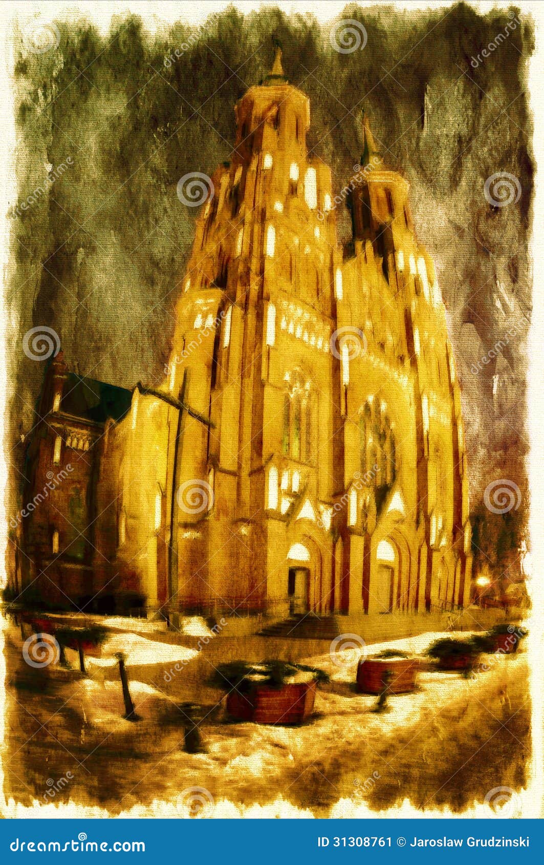 Gothic cathedral stock illustration. Illustration of cathedral - 31308761