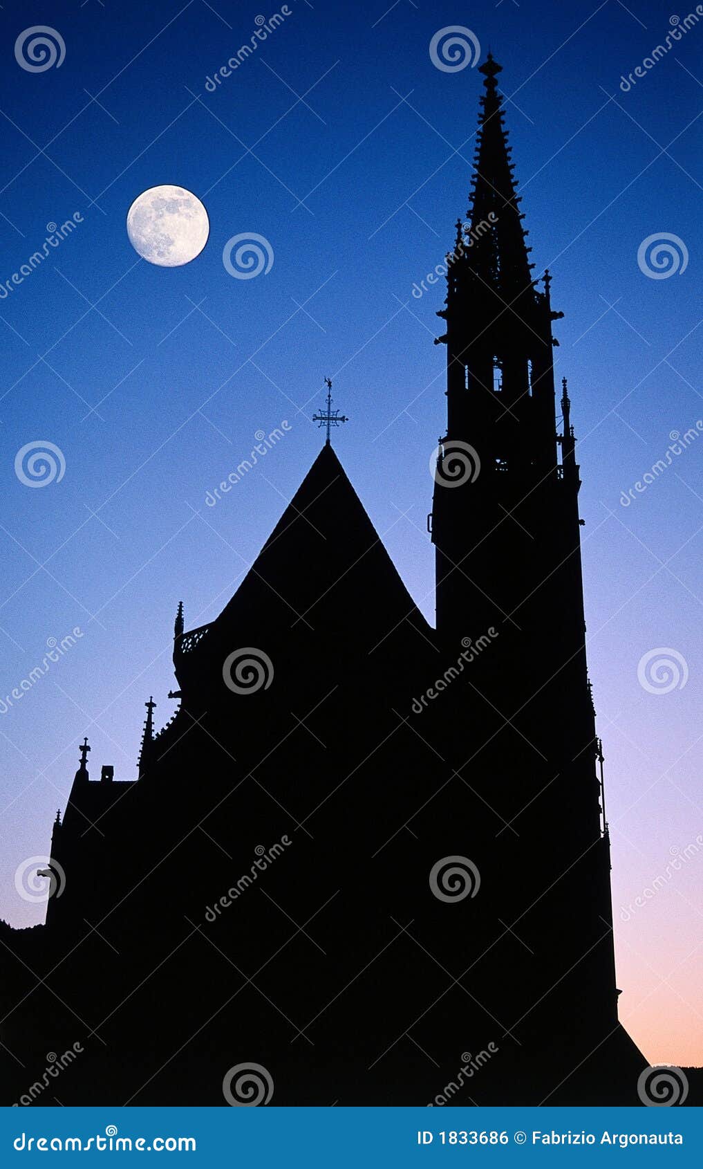 Gothic Cathedral Moon Night Stock Photo - Image of gothic, europe: 1833686