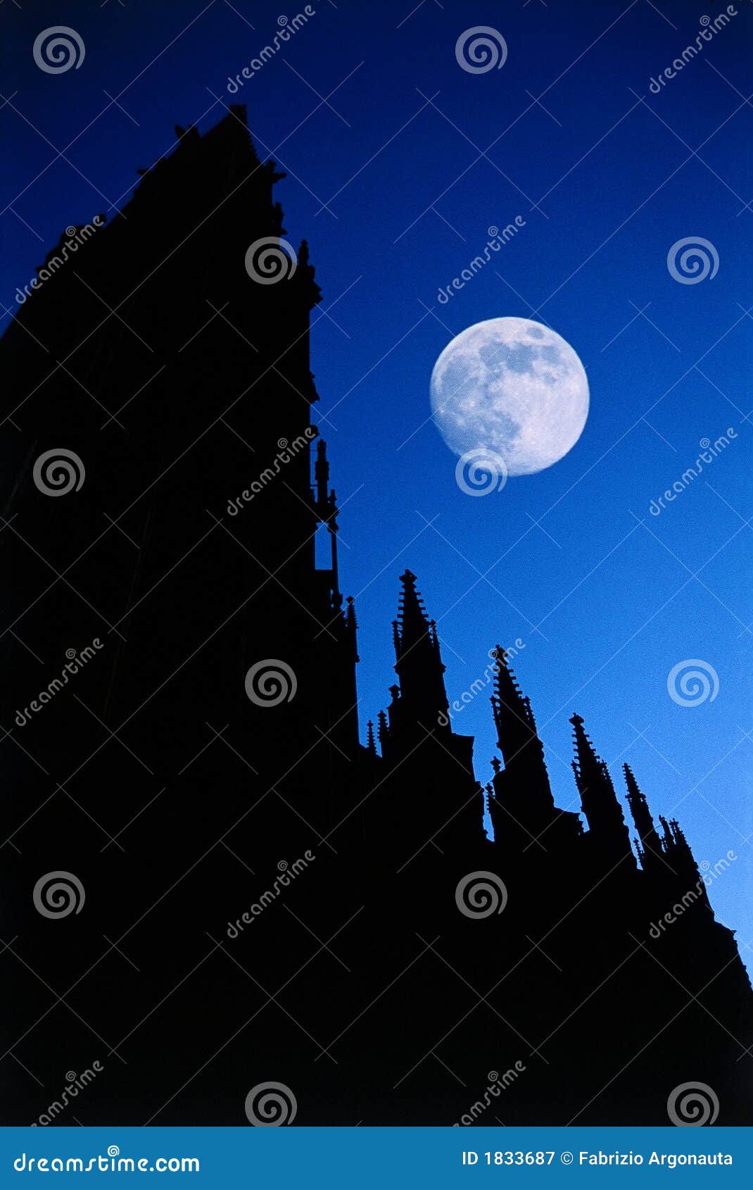 Gothic Cathedral Moon Night Stock Image - Image of monument, light: 1833687