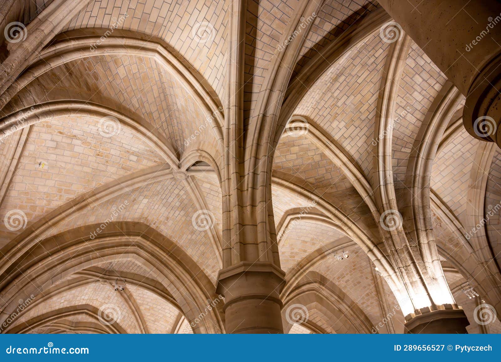 Gothic Ceiling of Main Hall in Conciergerie in Paris Stock Image ...