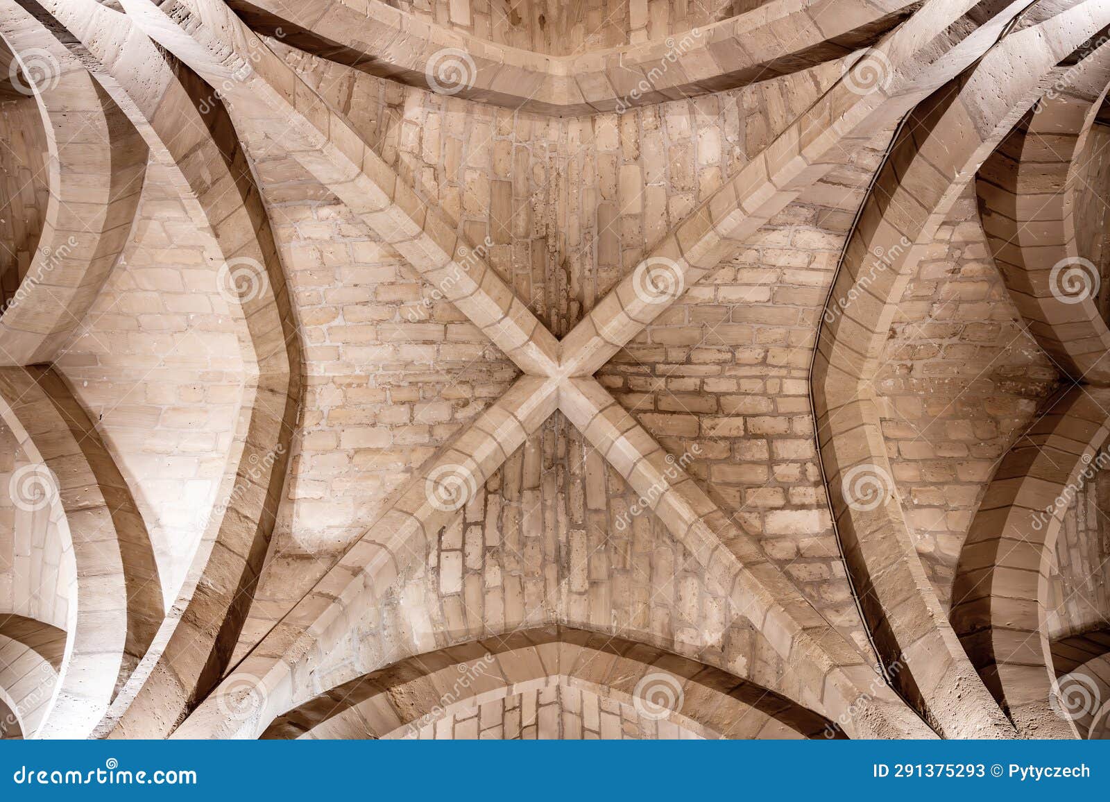 Gothic Ceiling of Main Hall in Conciergerie in Paris Stock Image ...