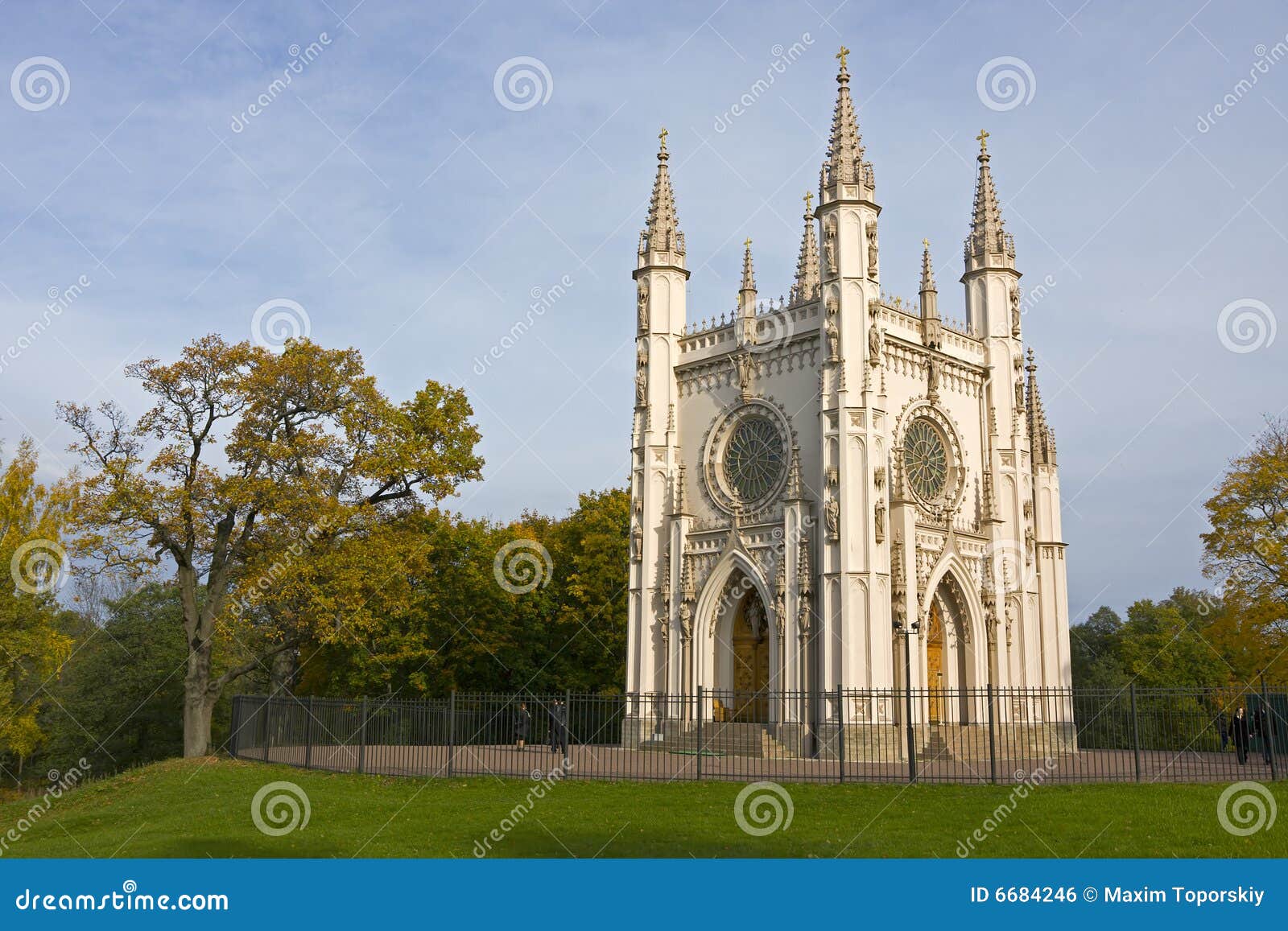 Gothic Chapel in Alexandria Park, Autumn, Peterhof Stock Photo - Image ...