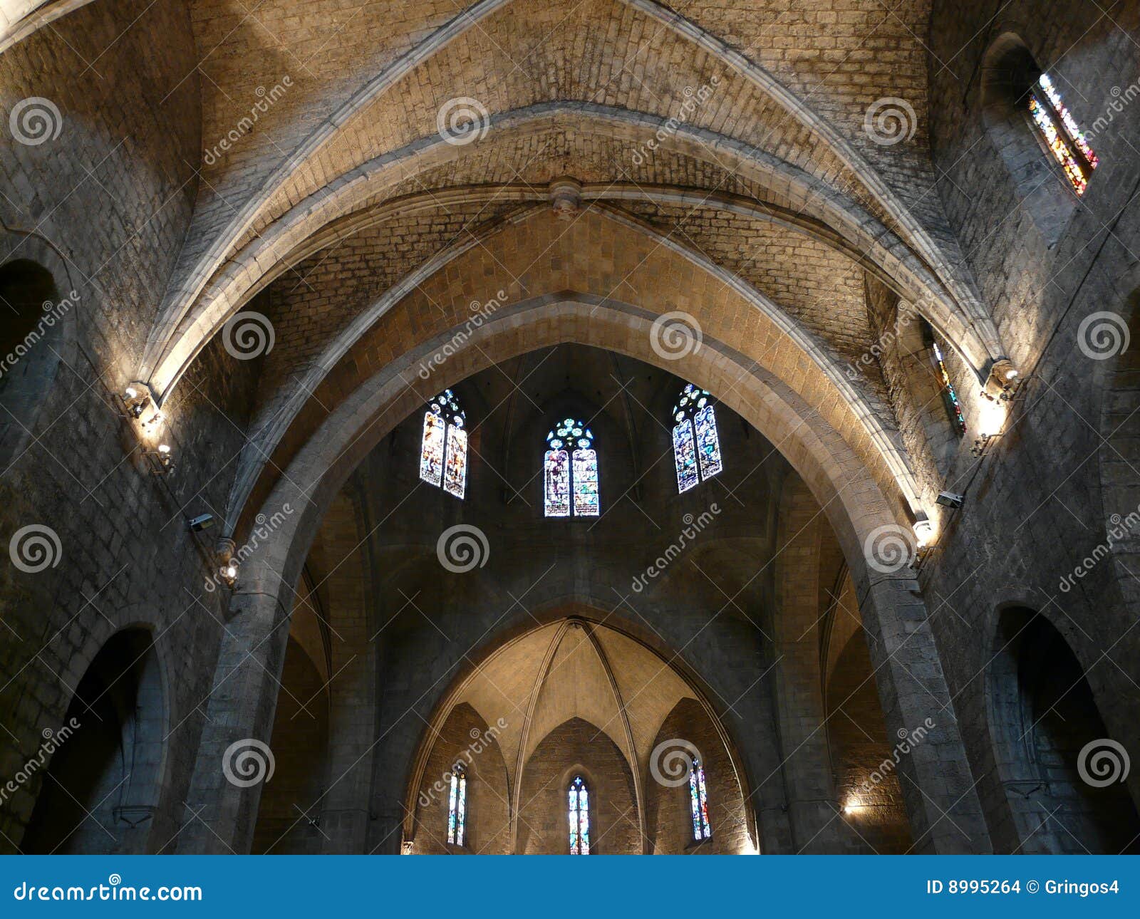 Gothic Church Ceiling Figueres Spain Stock Photo - Image of interior ...