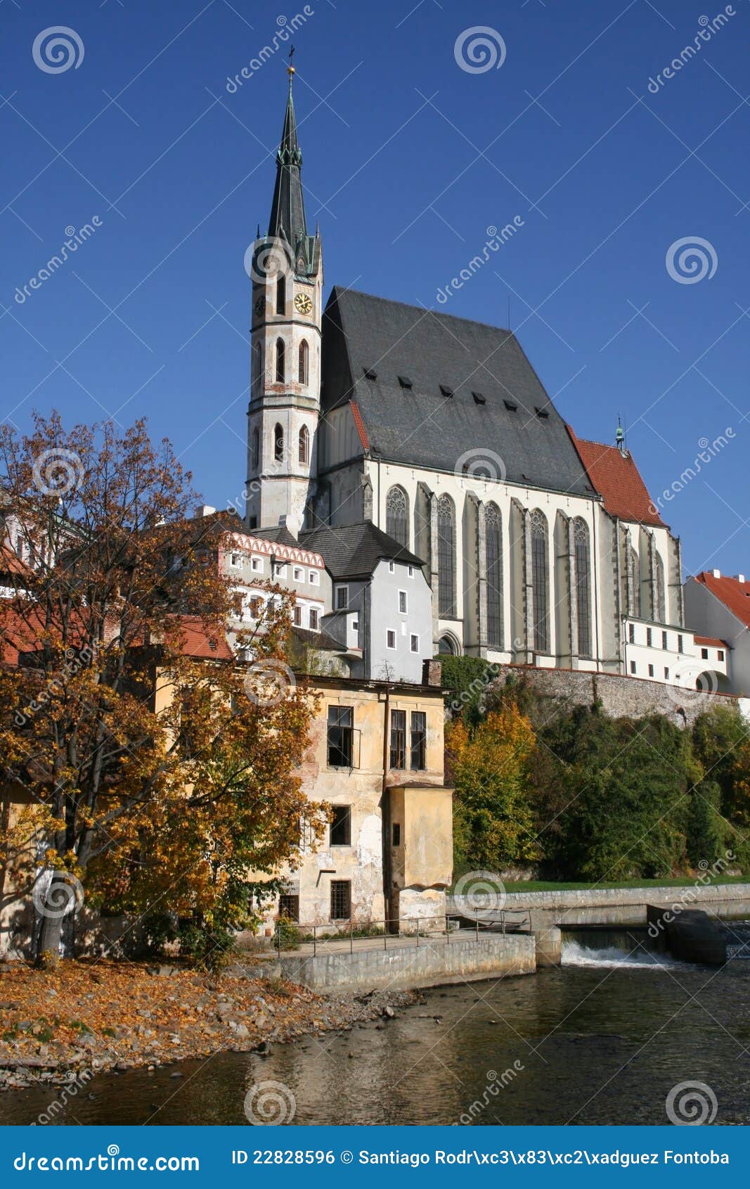 Gothic Church in Cesky Krumlov Stock Photo - Image of architecture ...