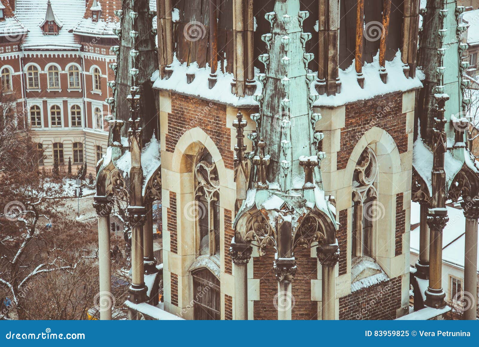 Gothic Church in Cold Winter Day Stock Image - Image of dramatic ...