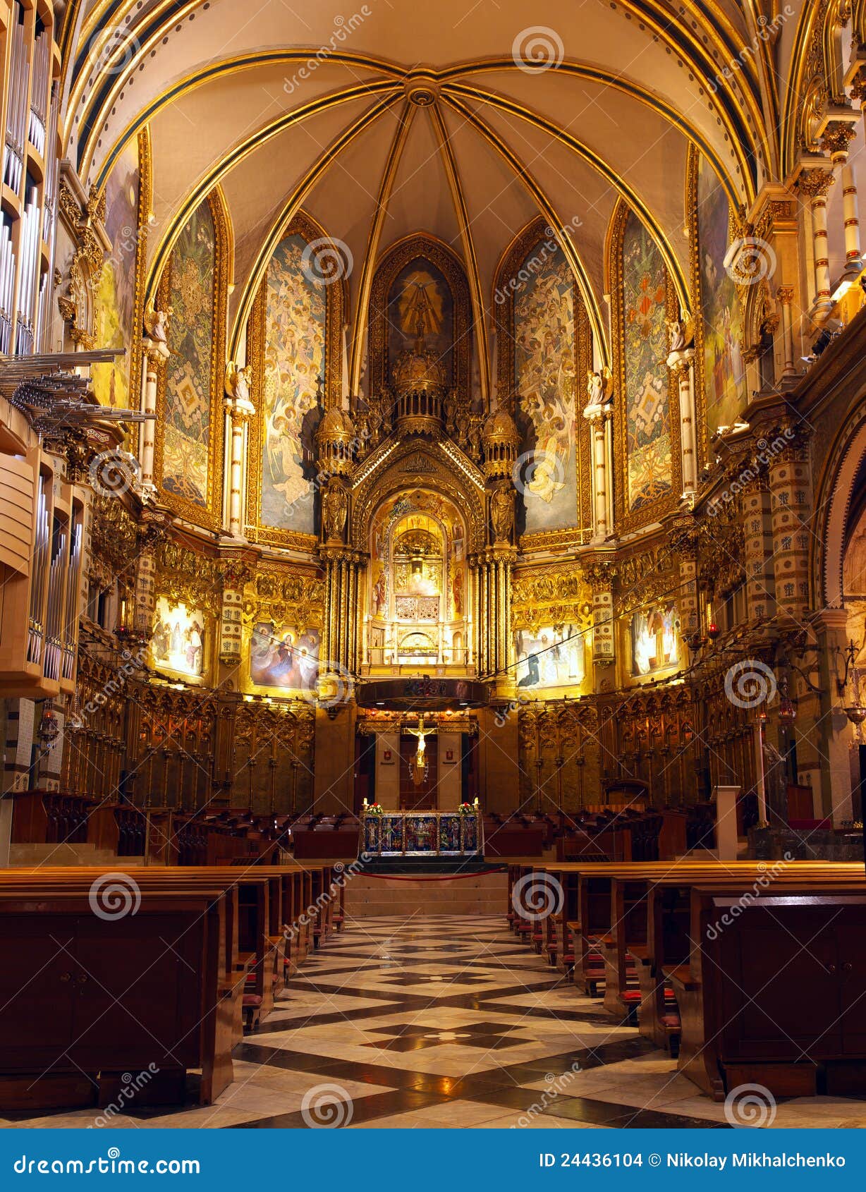 Gothic Church Interior in Spain. Editorial Stock Image - Image of ...