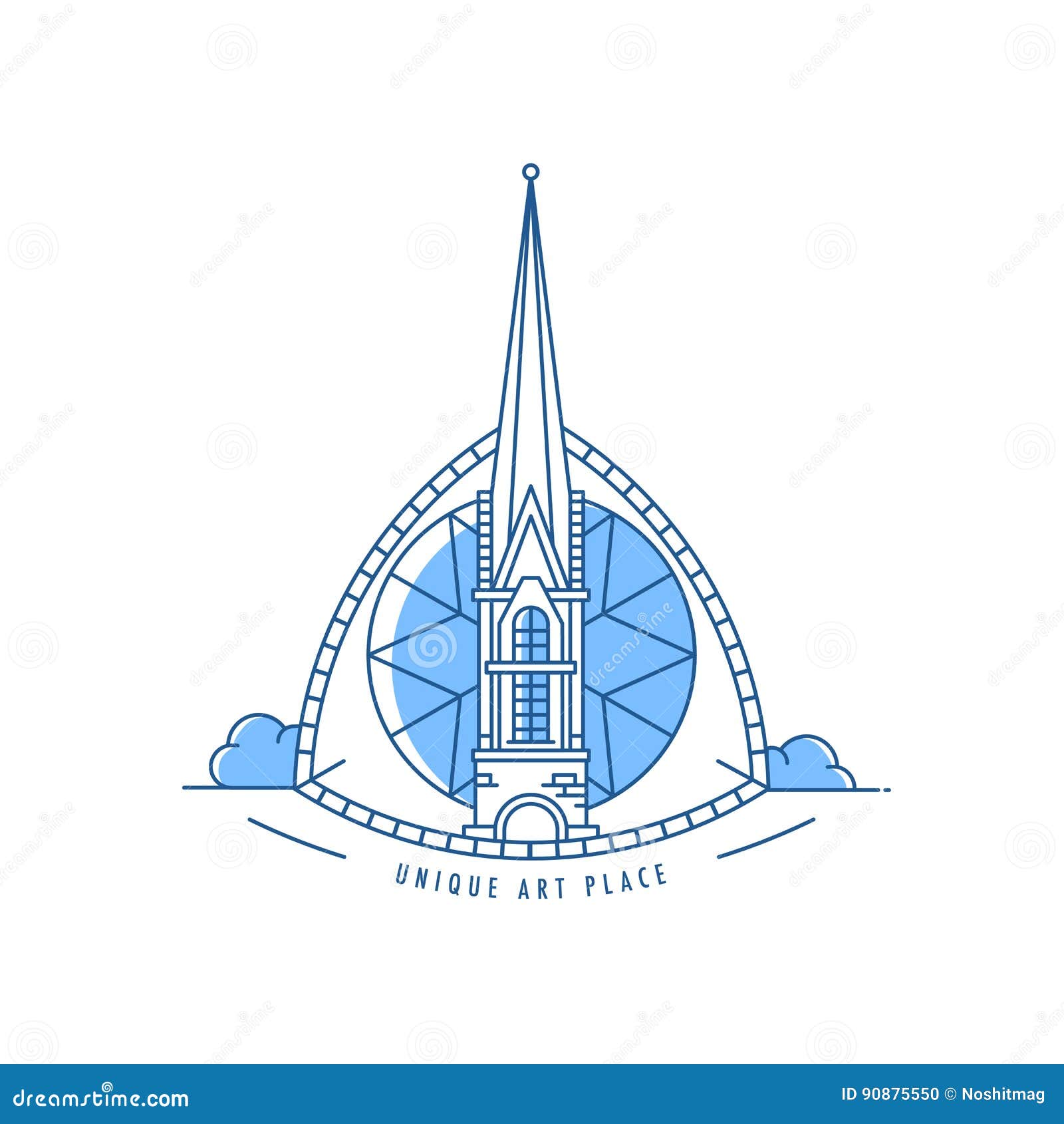 Gothic Church line art stock vector. Illustration of line - 90875550