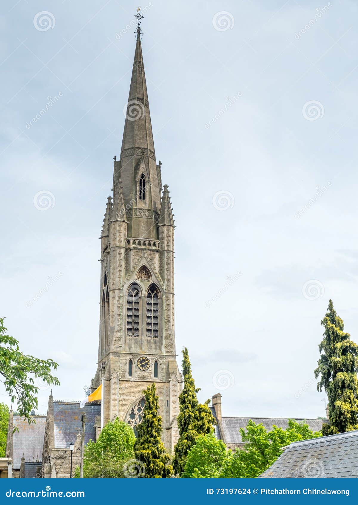 Gothic clock tower in Bath stock photo. Image of landmark - 73197624