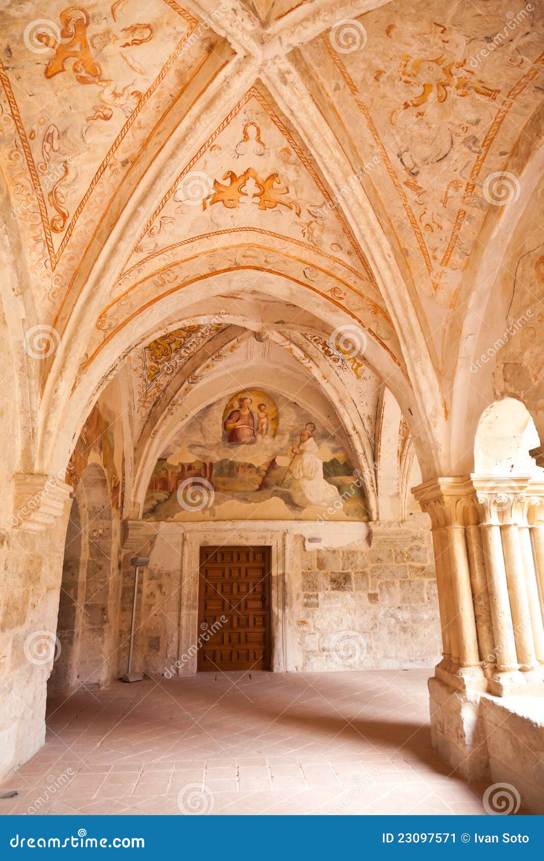 Gothic Cloister. Monastery of Santa Maria De Valbu Stock Image - Image ...