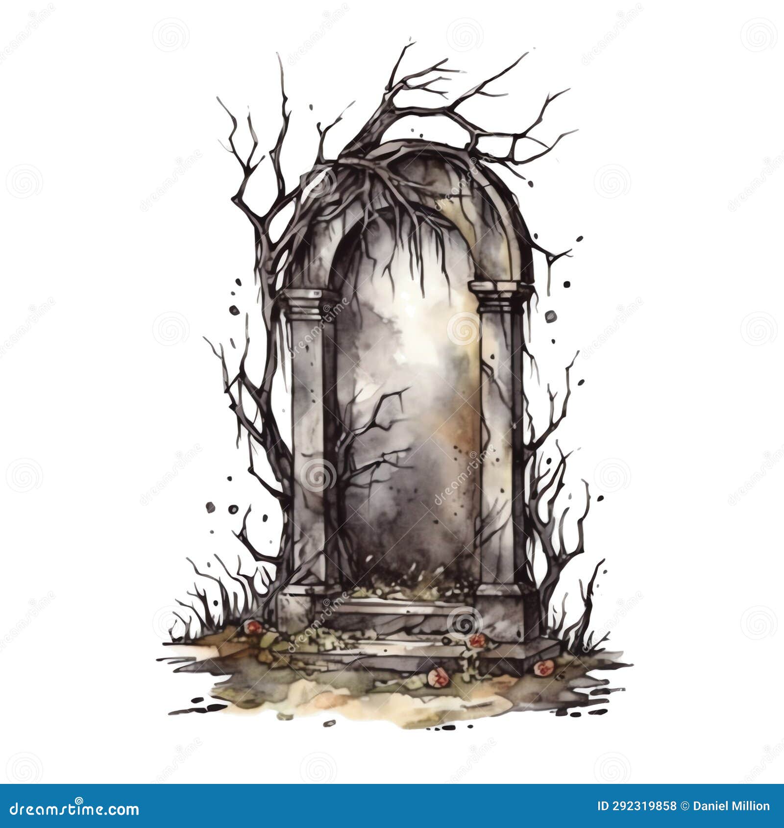 Gothic Coffin Watercolor Illustration Stock Illustration - Illustration ...
