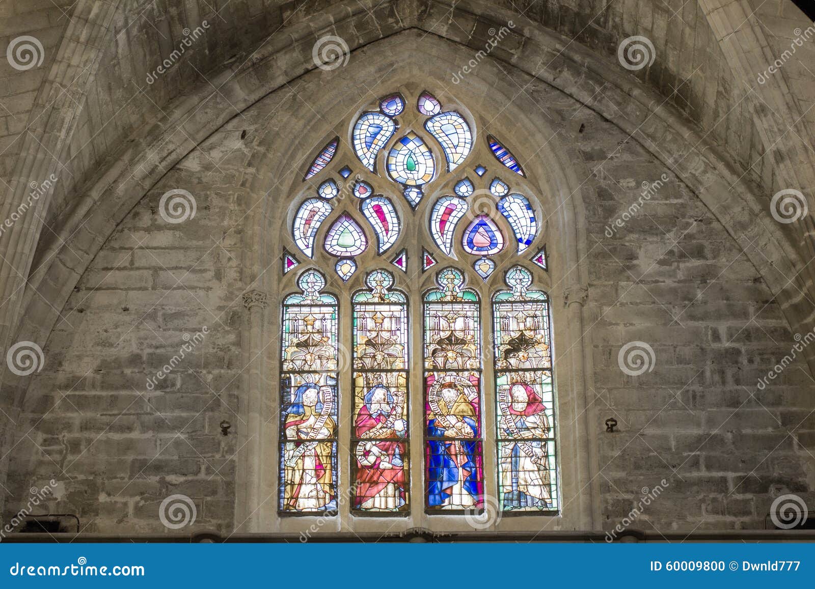 Gothic Colorful Mosaic Window in Church Stock Photo - Image of wall ...