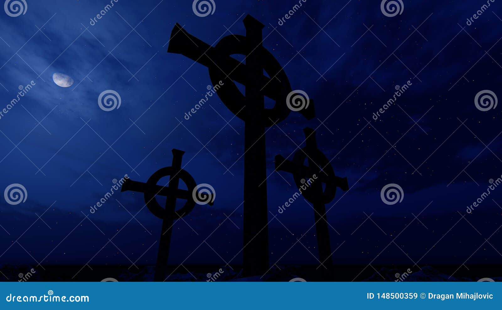 Gothic Cross with Rain Thunder and Flash Stock Illustration ...