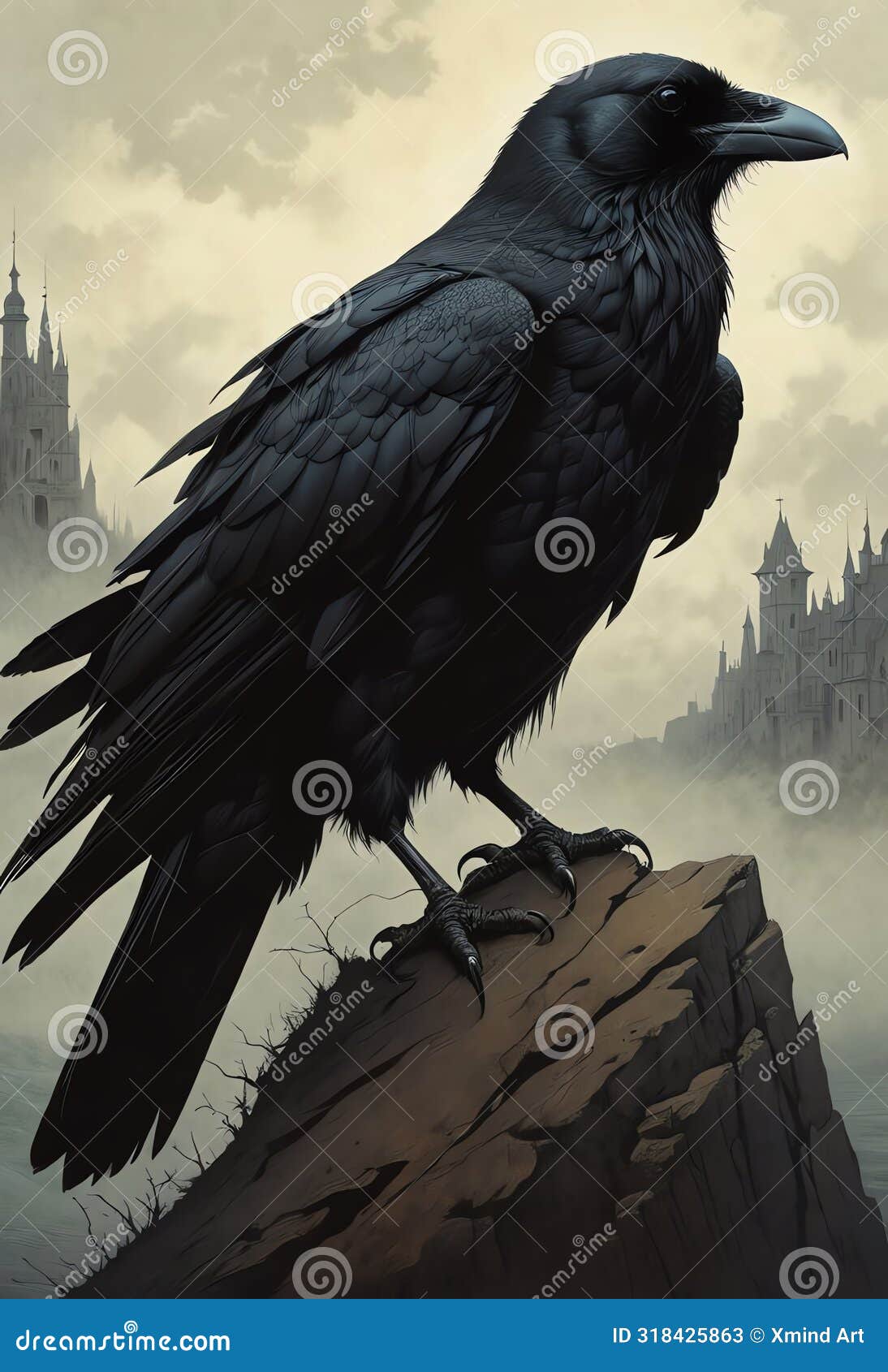 Gothic crow illustration stock illustration. Illustration of symbol ...