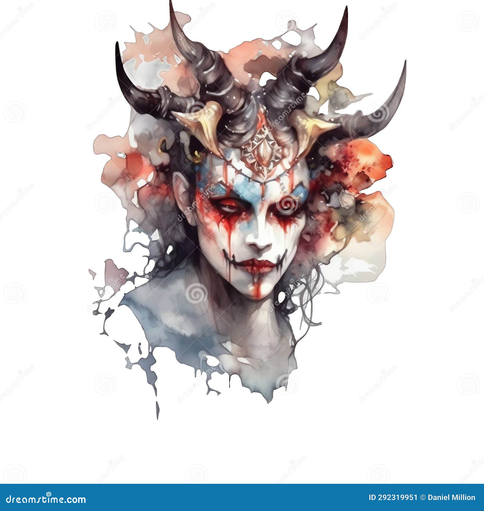 Gothic Demon Watercolor Illustration Stock Illustration - Illustration ...