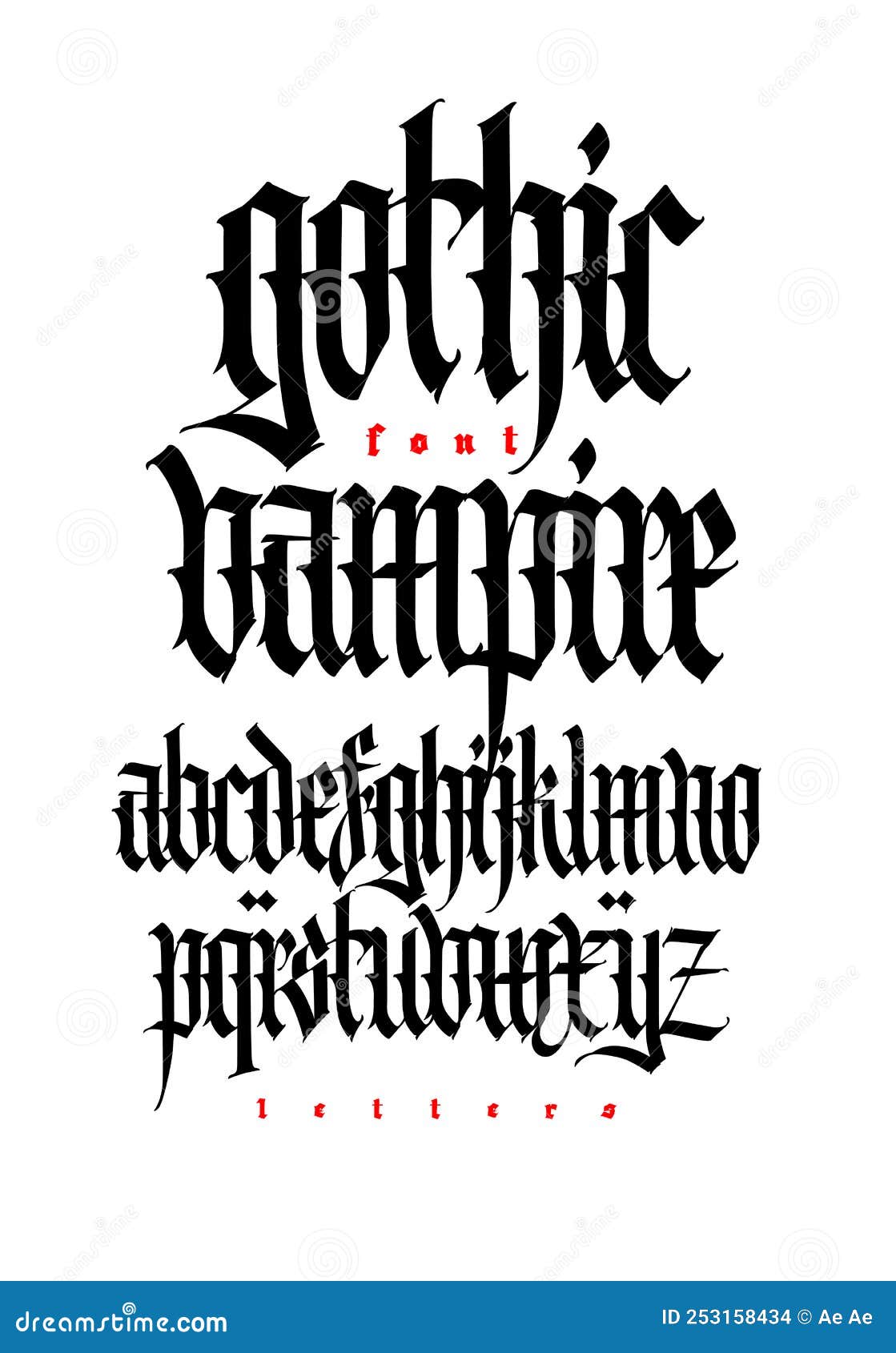 Gothic Display English Alphabet Vector Medieval Latin Letters Classic Old European Style