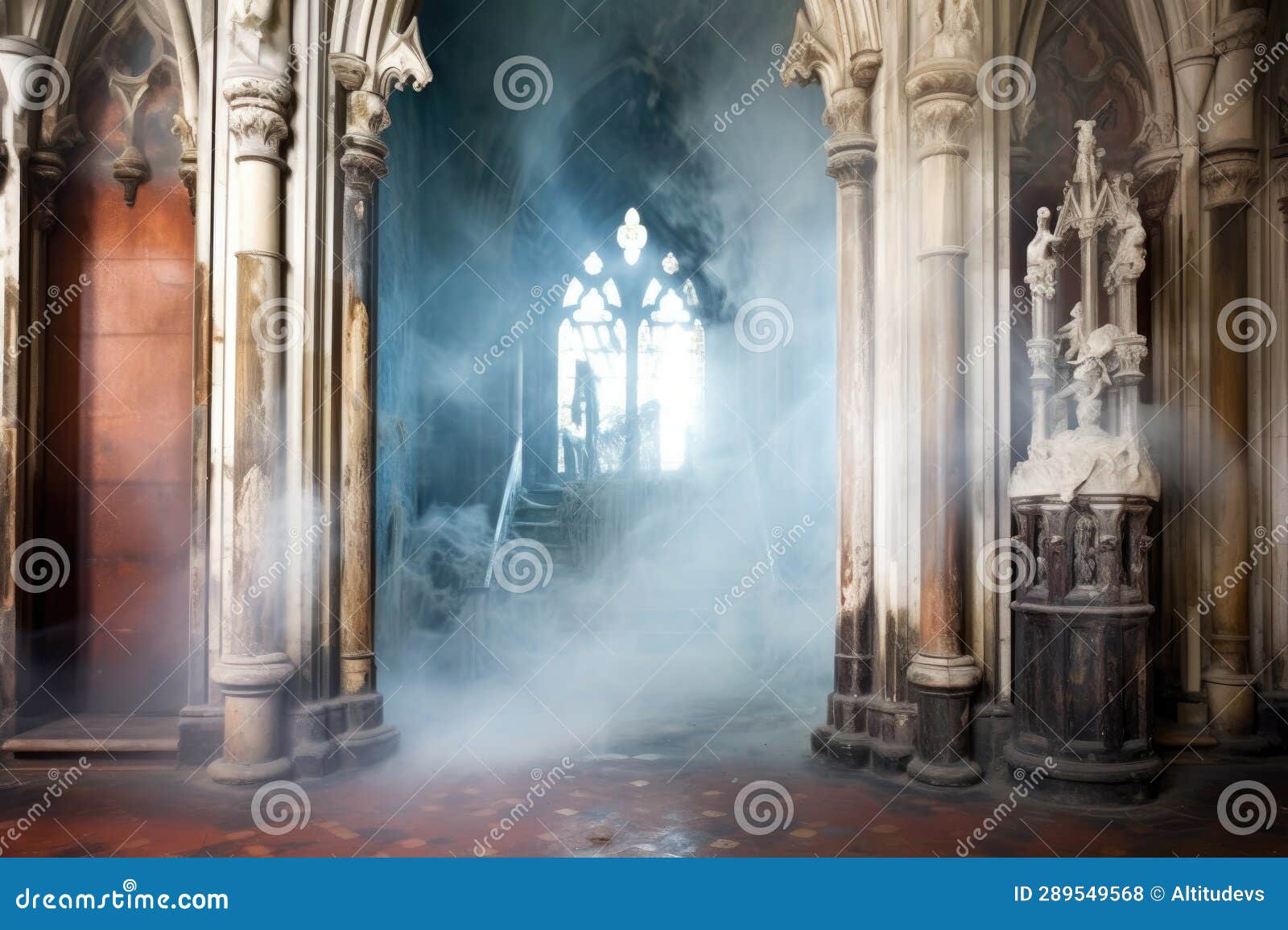 Gothic Door with Otherworldly Mist and Ghost Presence Stock ...