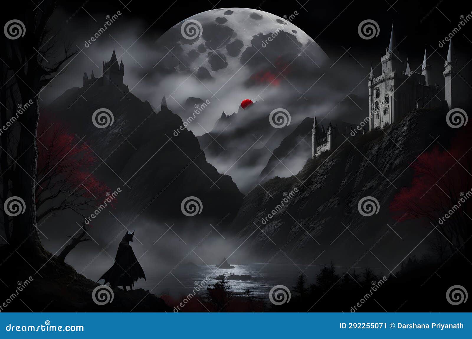 Gothic Elegance: An Eerie Black Banshee Transforms Into A Bat Over ...