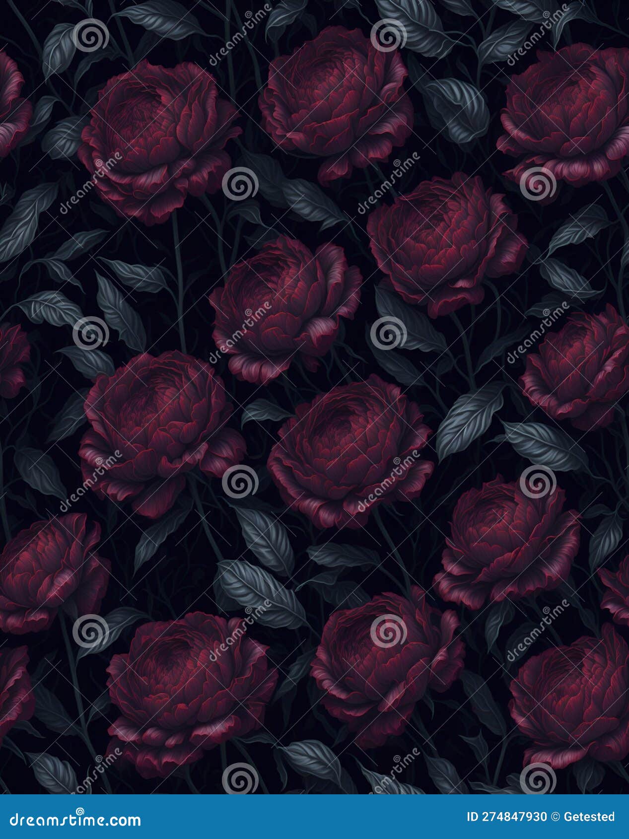 Gothic flowers pattern stock illustration. Illustration of orange ...