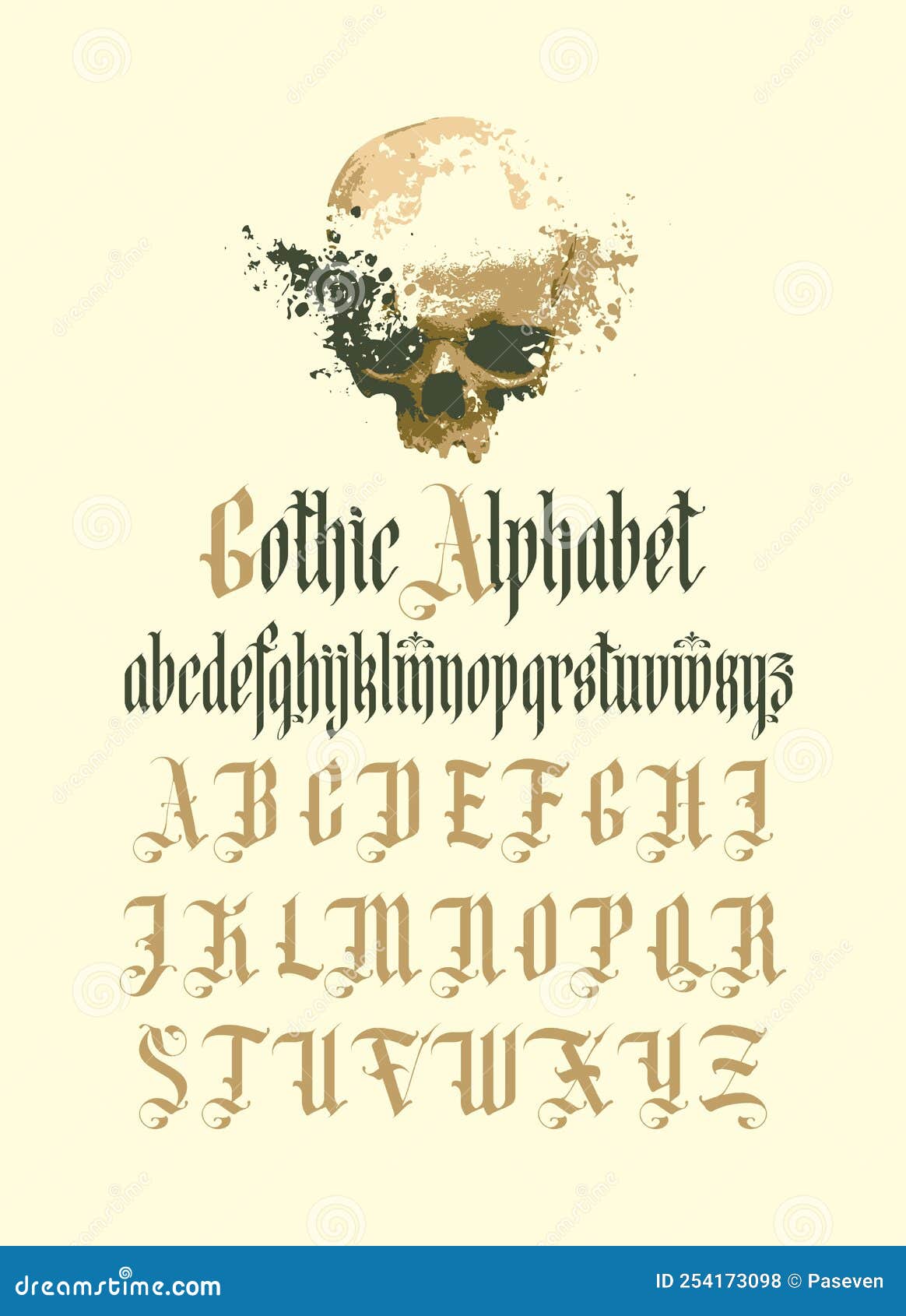 Gothic Font Full Set Of Capital Letters Of The English Alphabet Stock Vector Illustration Of