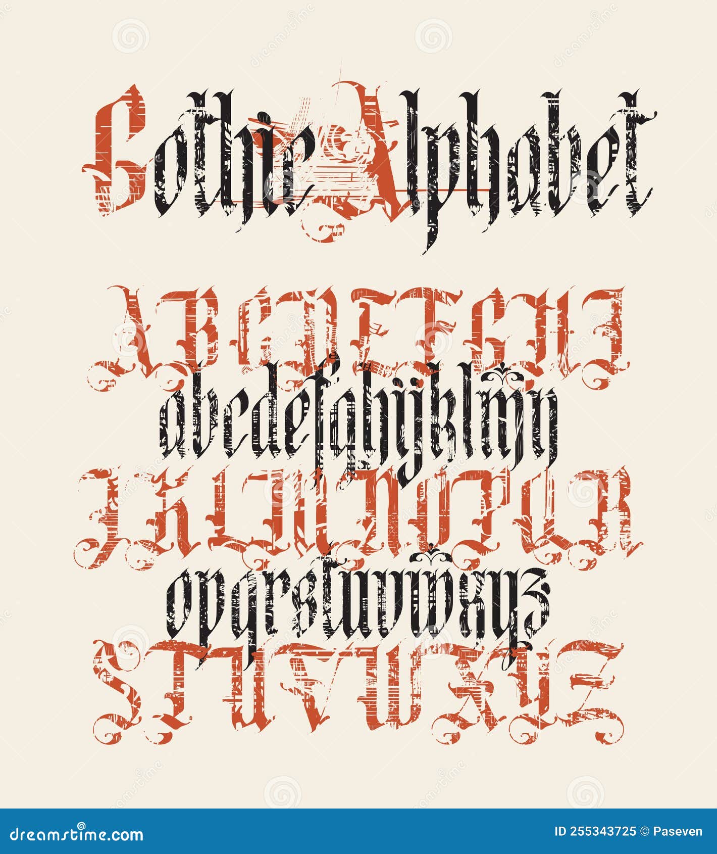 Gothic Font. Full Set of Capital Letters and Small of the English ... Gothic Font. Full Set of Capital Letters and Small of the English ...
