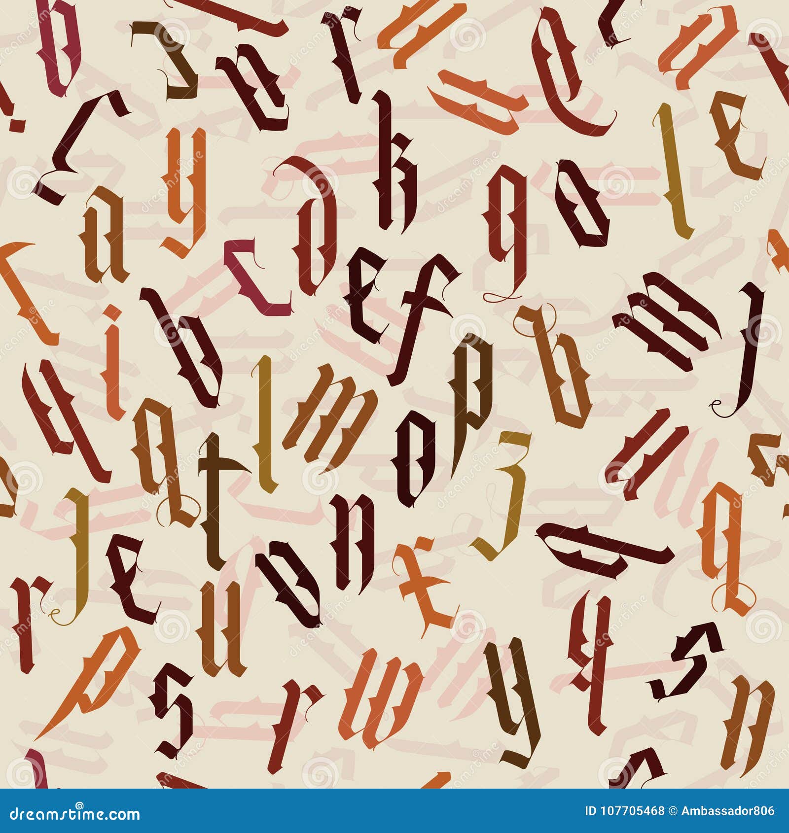 Gothic Alphabet Lowercase Calligraphic Letters. Vector | CartoonDealer ...