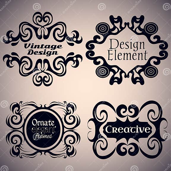 Gothic Frame Set. Calligraphic Design Elements Stock Vector ...