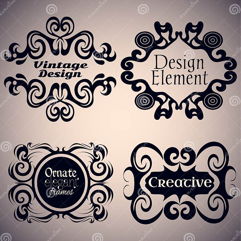 Gothic Frame Set. Calligraphic Design Elements Stock Vector ...