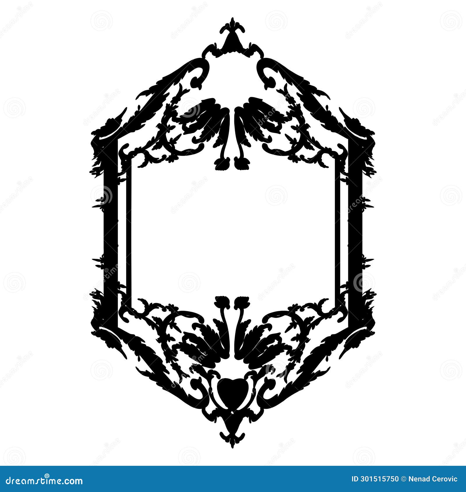Gothic Frame Silhouette Vector. Illustration Isolated on White ...