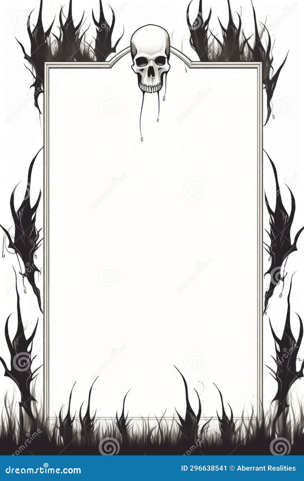 Gothic Frame with Skull and Flames Vector Stock Illustration ...