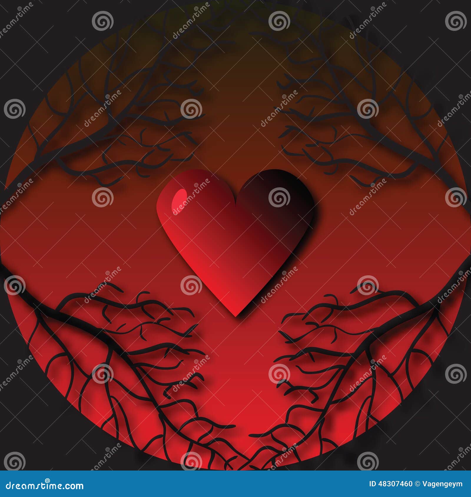 Gothic Frame with Tree Branches and Heart Stock Vector - Illustration ...