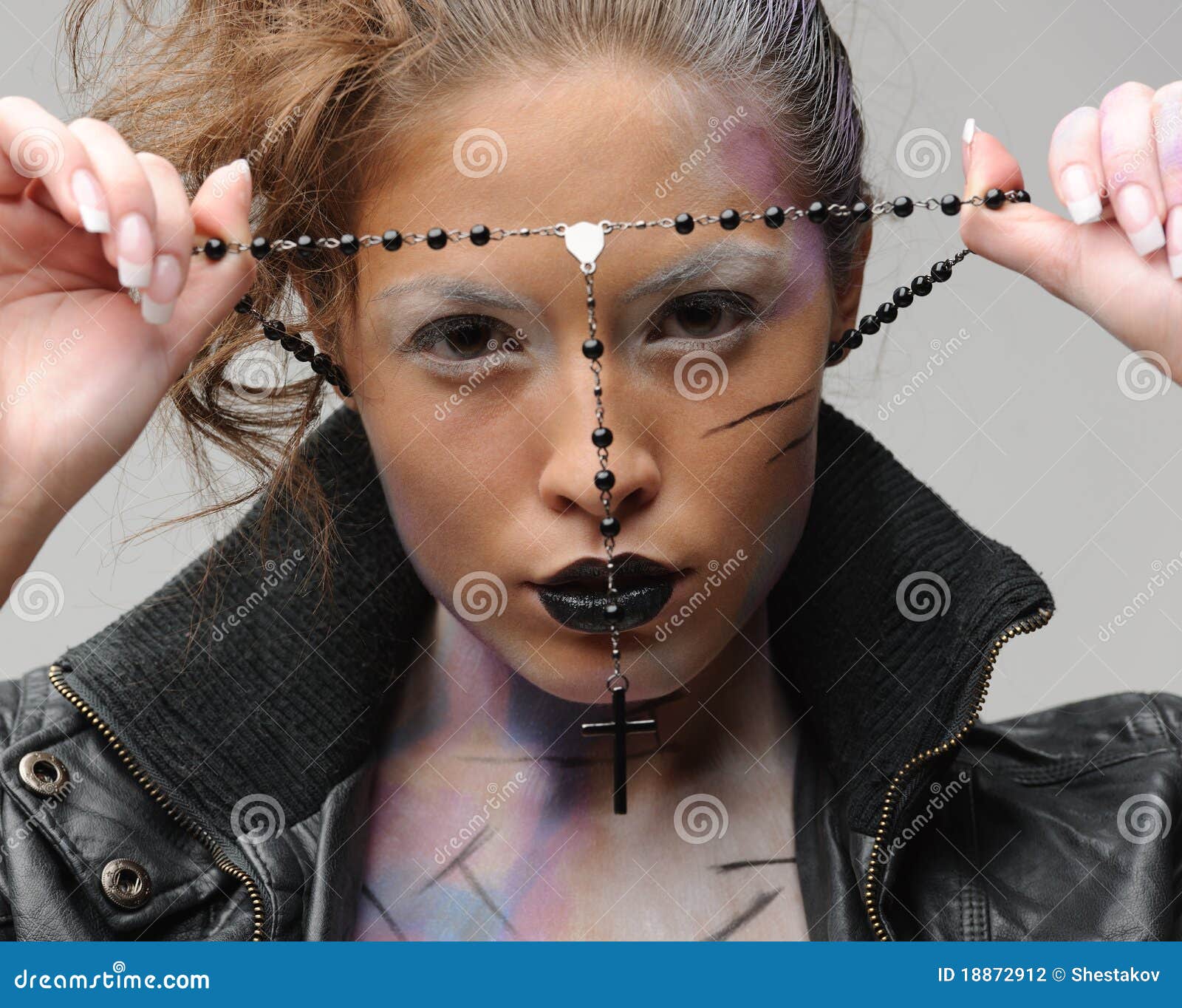 Gothic girl with cross stock photo. Image of caucasian - 18872912